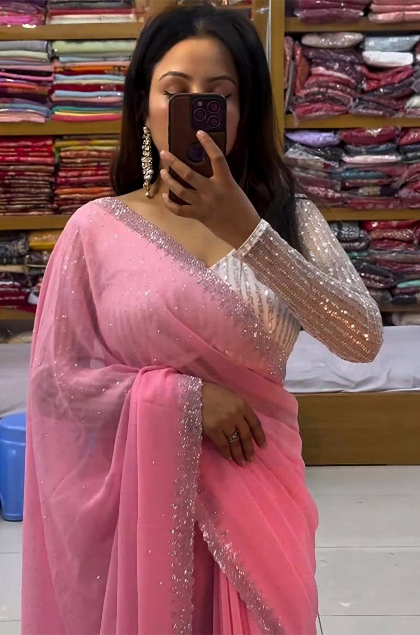 NEW SIROSKI WORK SAREE for sale.