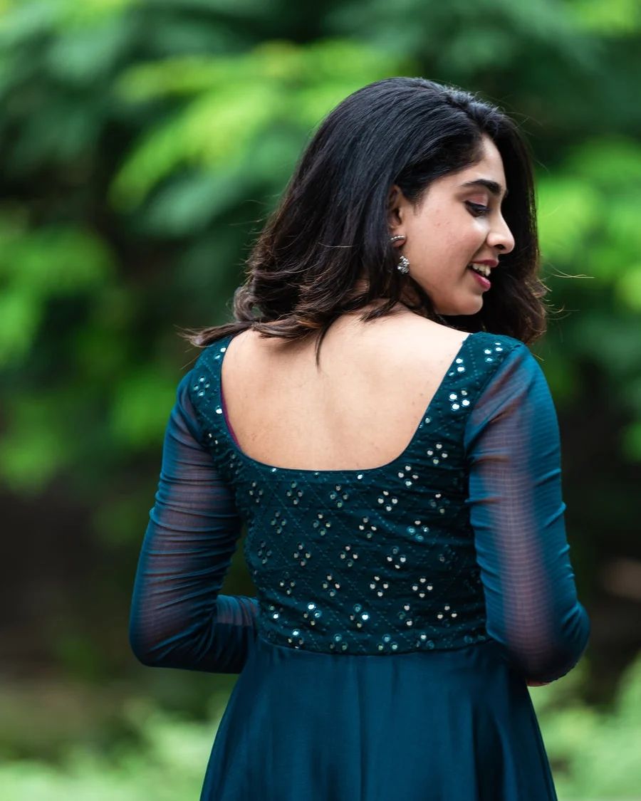 New party wear gown with heavy Mirror work